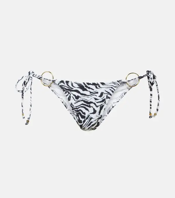 BANANHOT Ring-detail Zebra-print Bikini Bottom - Black