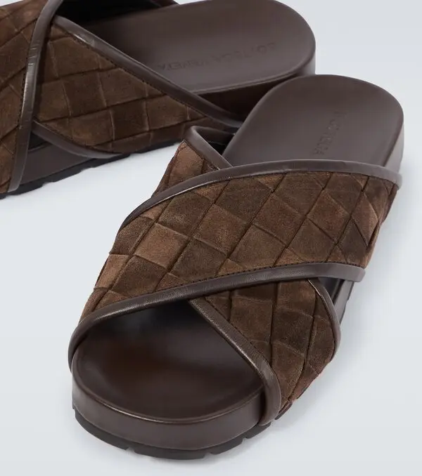 Bottega Veneta Tarik Intrecciato Suede Slides