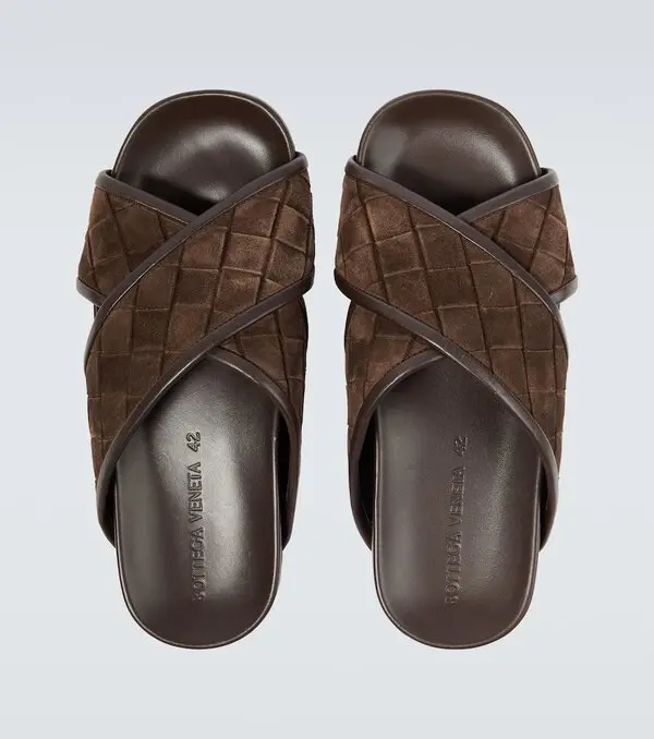 Bottega Veneta Tarik Intrecciato Suede Slides