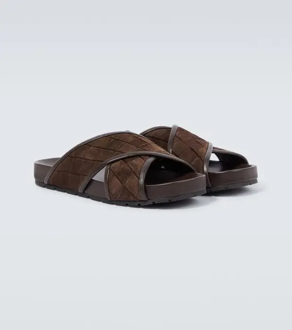 Bottega Veneta Tarik Intrecciato Suede Slides