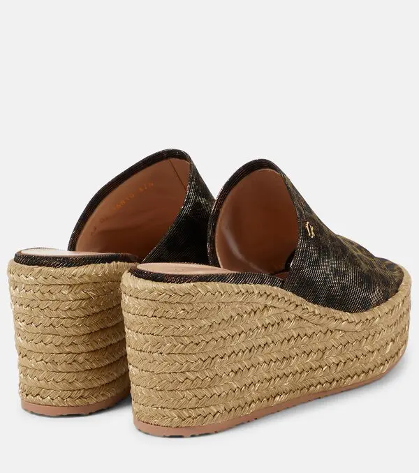 GIANVITO ROSSI Leopard-print Espadrille Wedge Mules