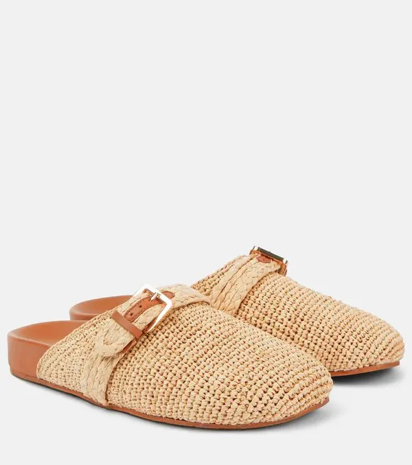 Clergerie Quinta Raffia Mules - Beige
