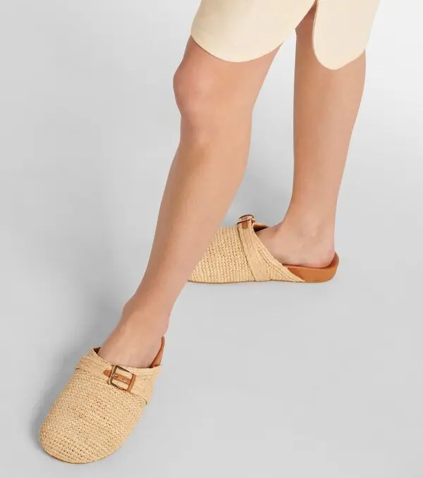 Clergerie Quinta Raffia Mules - Beige