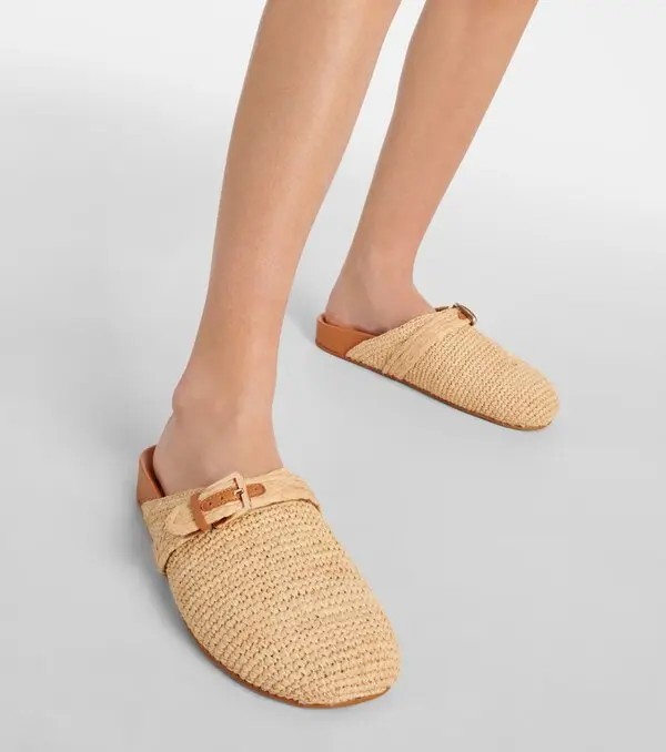Clergerie Quinta Raffia Mules - Beige