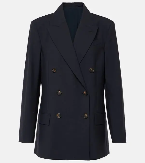 Brunello Cucinelli Double-breasted Wool-blend Blazer - Blue