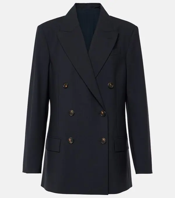 Brunello Cucinelli Double-breasted Wool-blend Blazer - Blue