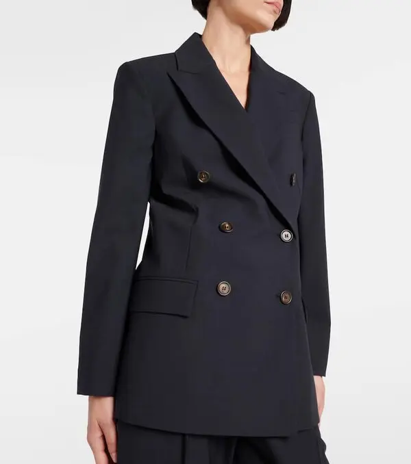 Brunello Cucinelli Double-breasted Wool-blend Blazer - Blue