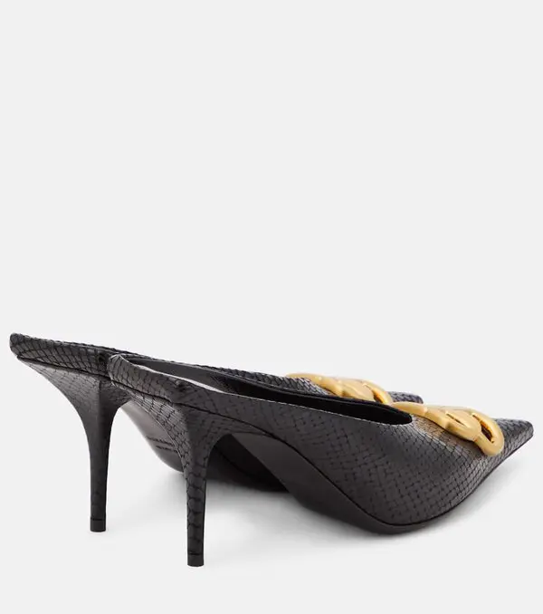 Balenciaga Square Knife Bb 80 Leather Mules In Metallic - 40% Off