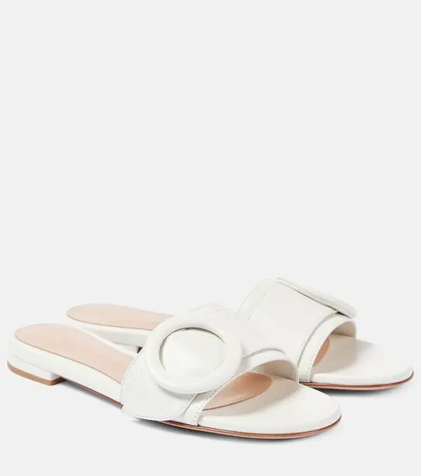 GIANVITO ROSSI Leather Slides - White