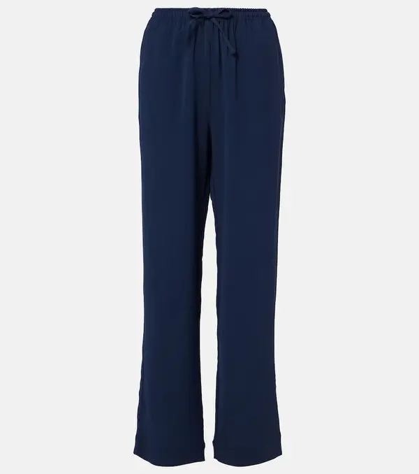 Asceno Aurelia Crêpe Straight Pants In Papyrus - Blue