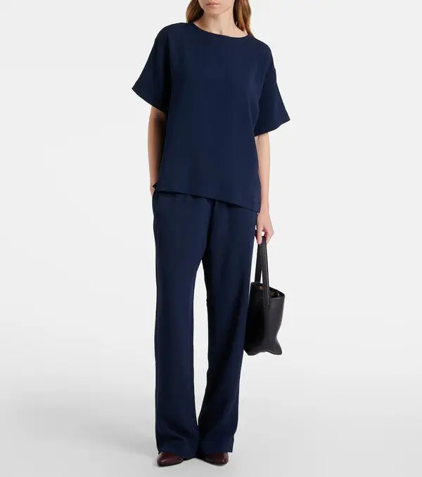 Asceno Aurelia Crêpe Straight Pants - Blue