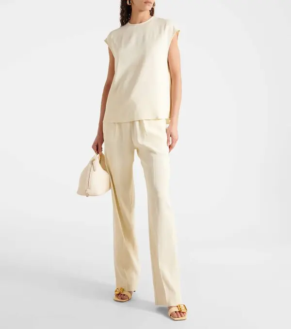 Asceno Aurelia Crêpe Straight Pants - White