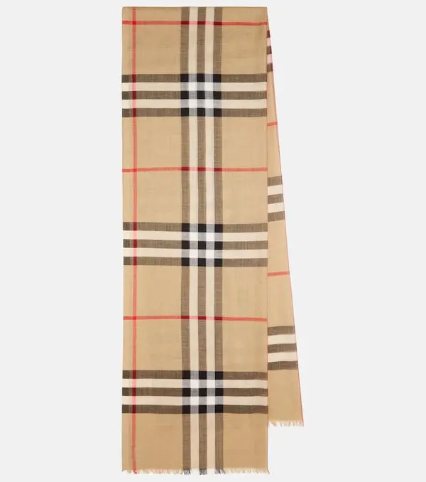Burberry Check Wool And Silk Scarf - Beige