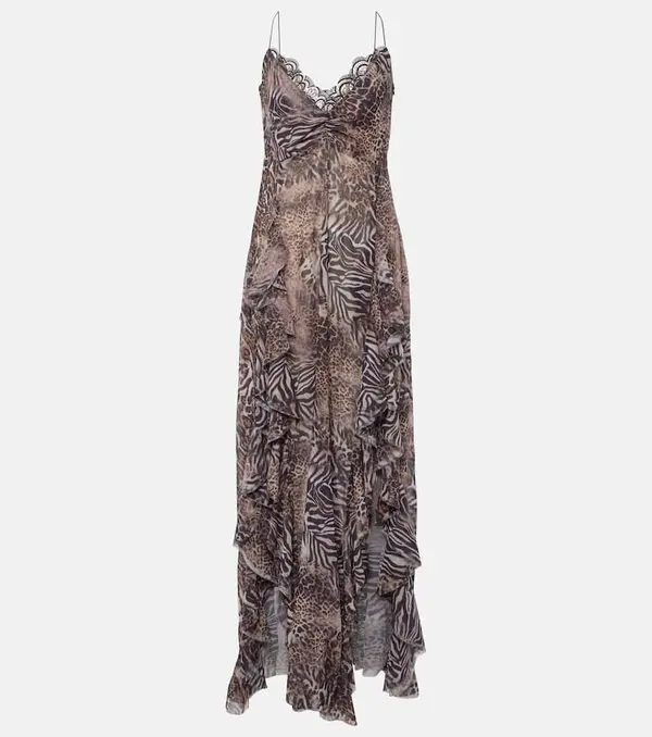 Bananhot Susan Leopard-Print Ruffled Maxi Dress In Multicoloured - 40% Off  | Editorialist