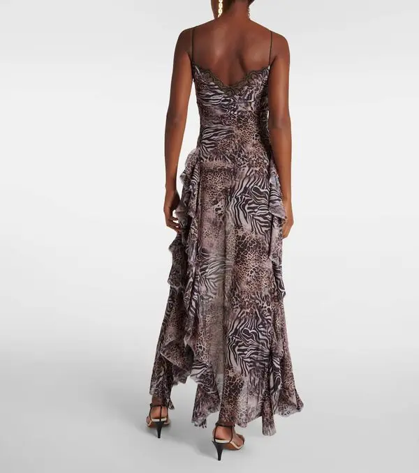 Bananhot Susan Leopard-Print Ruffled Maxi Dress In Multicoloured - 40% Off  | Editorialist