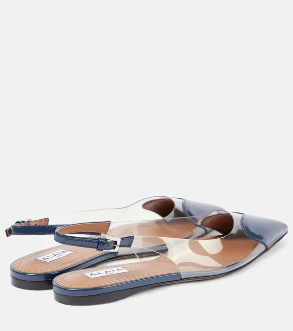 Alaïa Le Coeur Patent Leather And Pu Slingback Flats - Blue