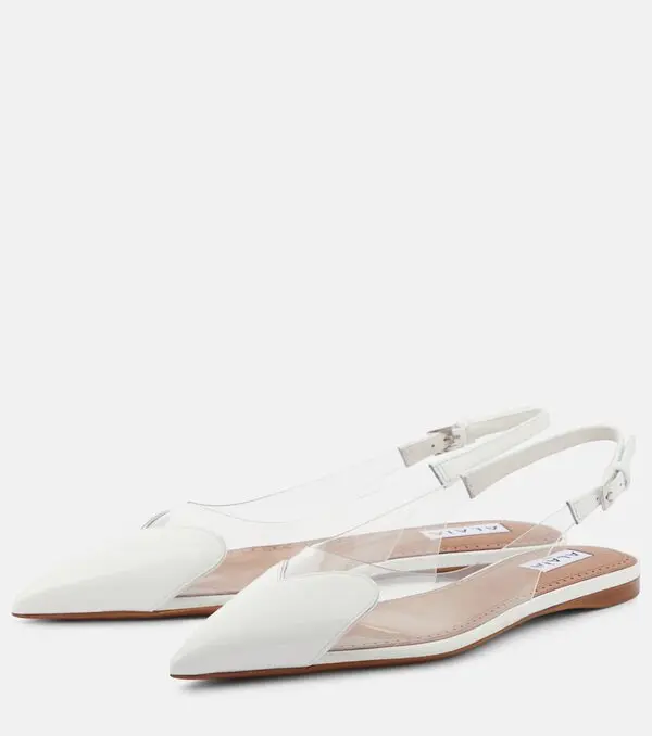 Alaïa Le Coeur Patent Leather And Pu Slingback Flats - White