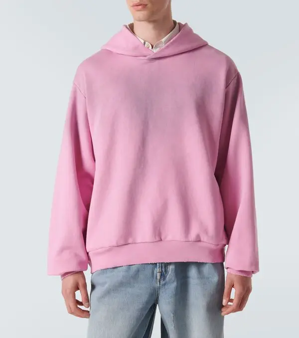 Acne Studios Logo Distressed Jersey Hoodie In Pink - 30% Off