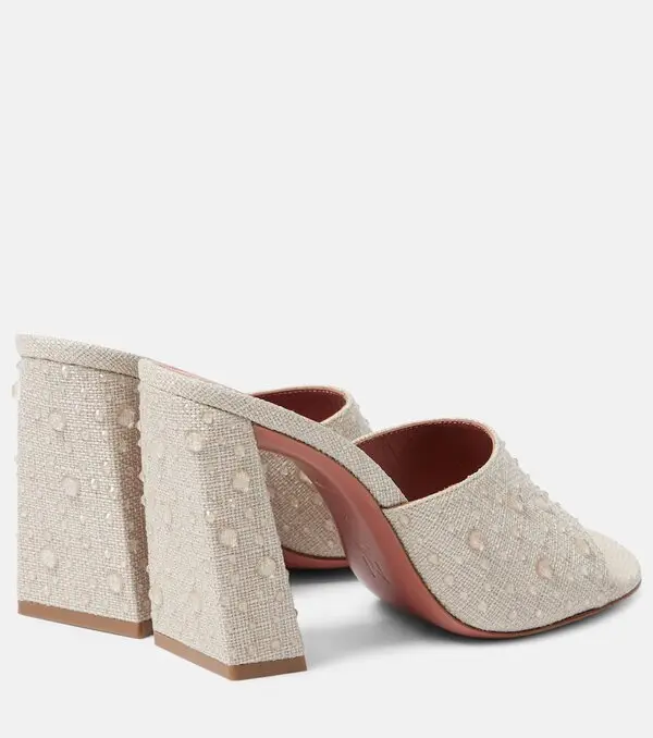 Amina Muaddi Brigitte Slipper 95 Mules - Beige