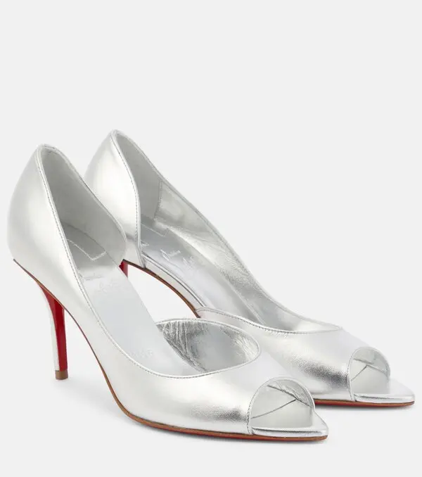 CHRISTIAN LOUBOUTIN Open Apostropha 80 Metallic Pumps - Silver