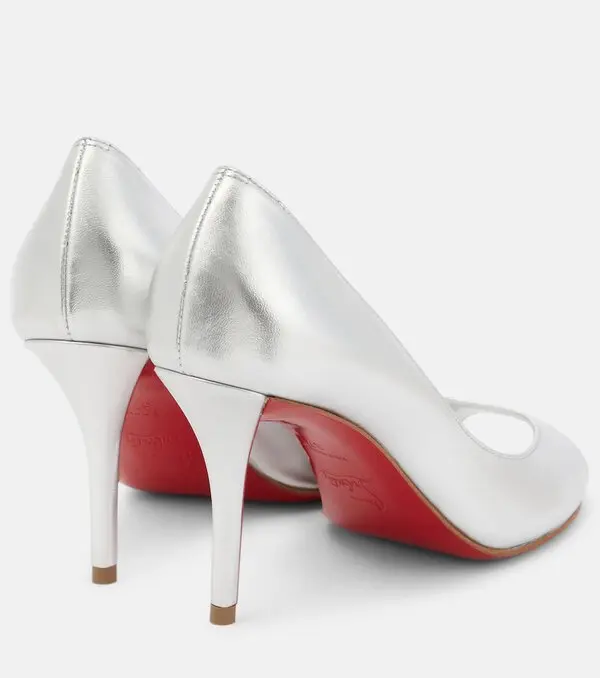 CHRISTIAN LOUBOUTIN Open Apostropha 80 Metallic Leather Pumps - Silver