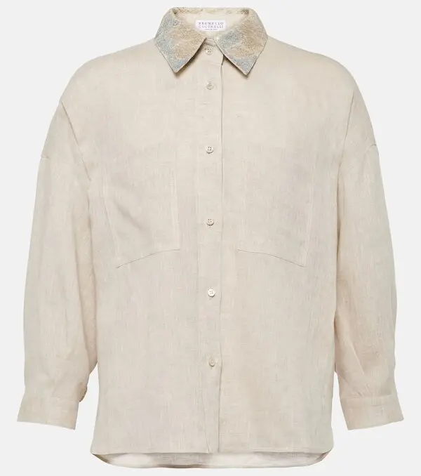 Brunello Cucinelli Embellished Linen Shirt