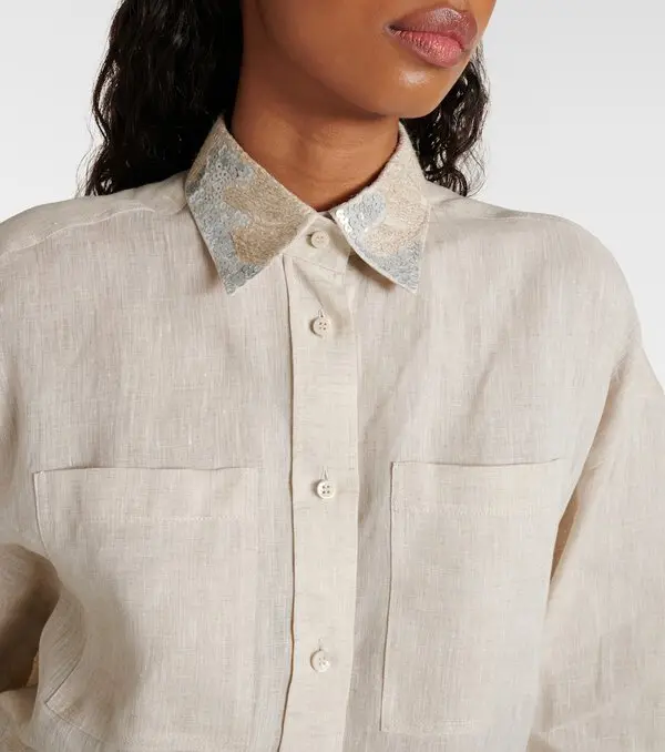 Brunello Cucinelli Embellished Linen Shirt