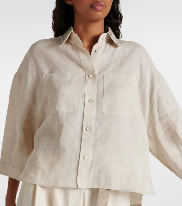 Brunello Cucinelli Embellished Linen Shirt