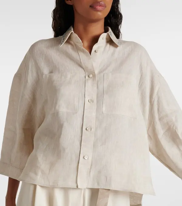 Brunello Cucinelli Embellished Linen Shirt