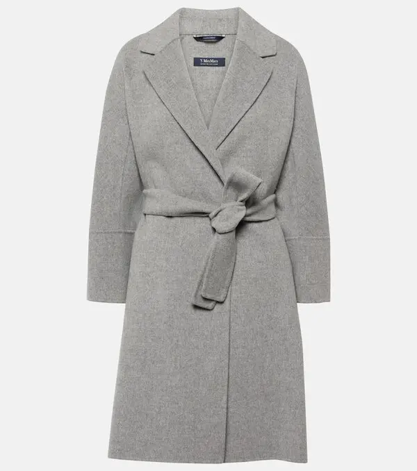 Max Mara Virgin Wool Wrap Coat - Grey