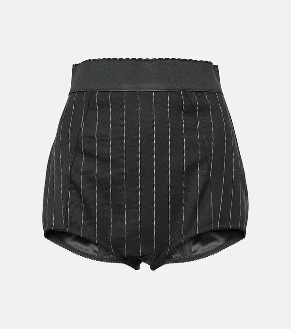 Dolce & Gabbana Pinstripe Wool-blend Shorts - Black