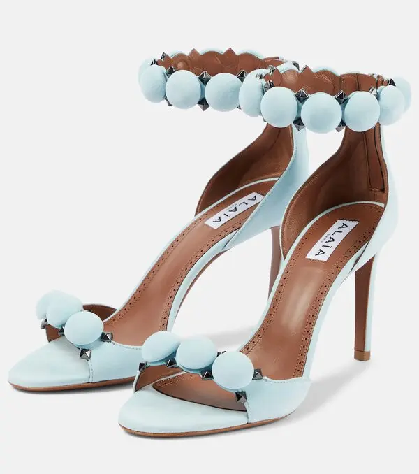 Alaïa Studded Leather Sandals - Blue