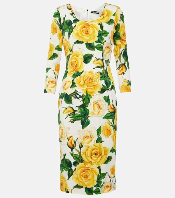 Dolce & Gabbana Floral Silk-blend Midi Dress - Multicoloured