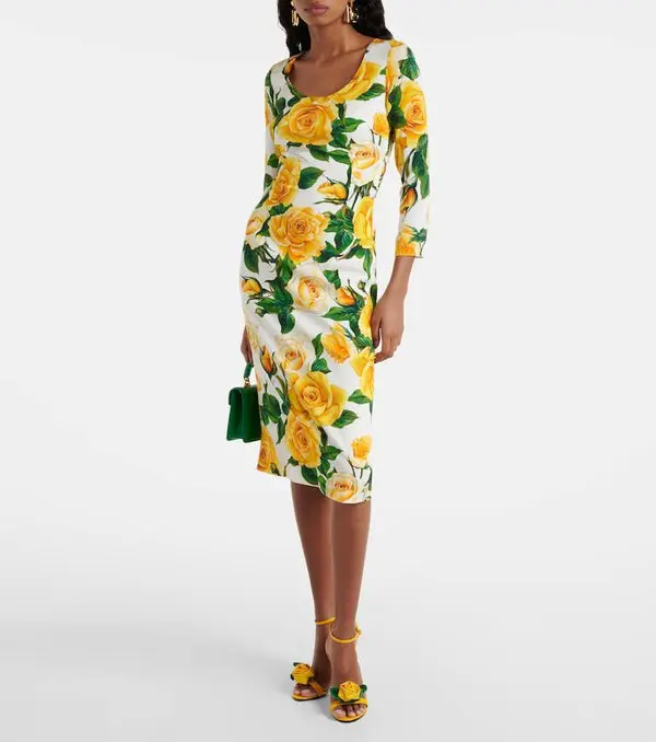 Dolce & Gabbana Floral Silk-blend Midi Dress - Multicoloured