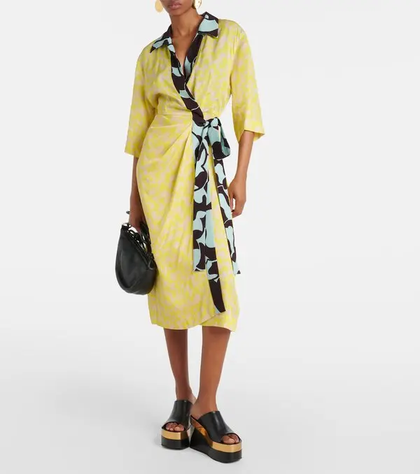 Dries Van Noten Printed Wrap Midi Dress