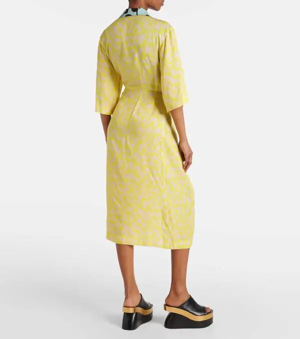 Dries Van Noten Printed Wrap Midi Dress
