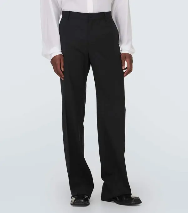 Dolce & Gabbana Wool-blend Straight Pants - Black