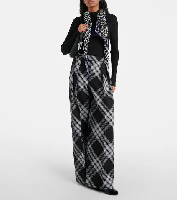Burberry Checked Wide-leg Trousers