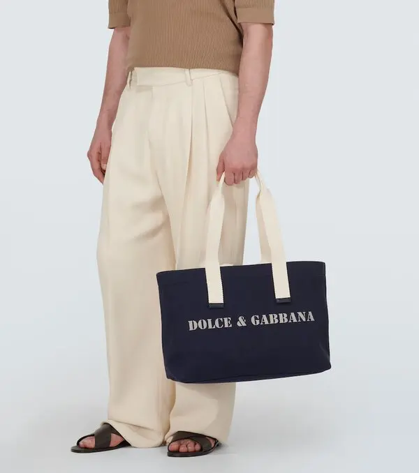 Dolce & Gabbana Logo Leather-trimmed Tote Bag