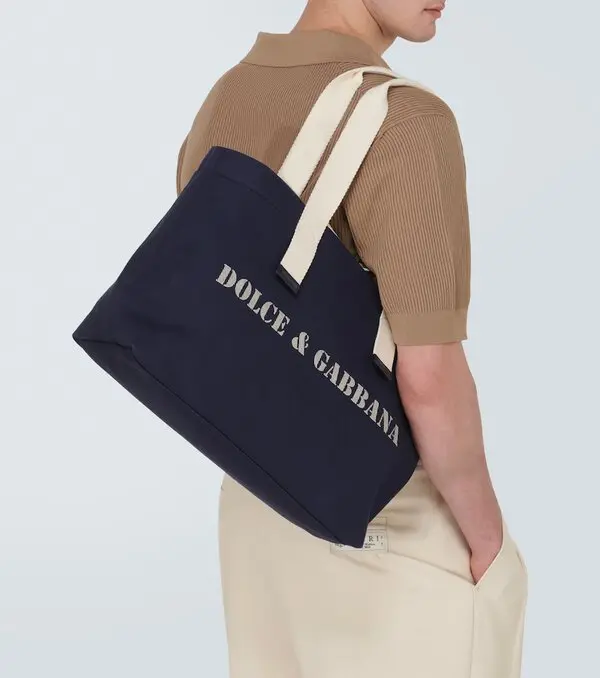 Dolce & Gabbana Logo Leather-trimmed Tote Bag