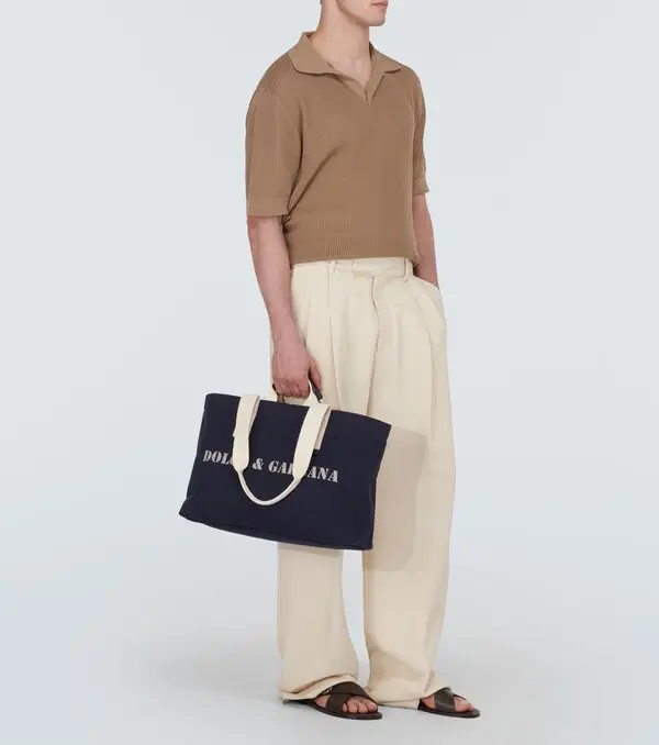 Dolce & Gabbana Logo Leather-trimmed Tote Bag