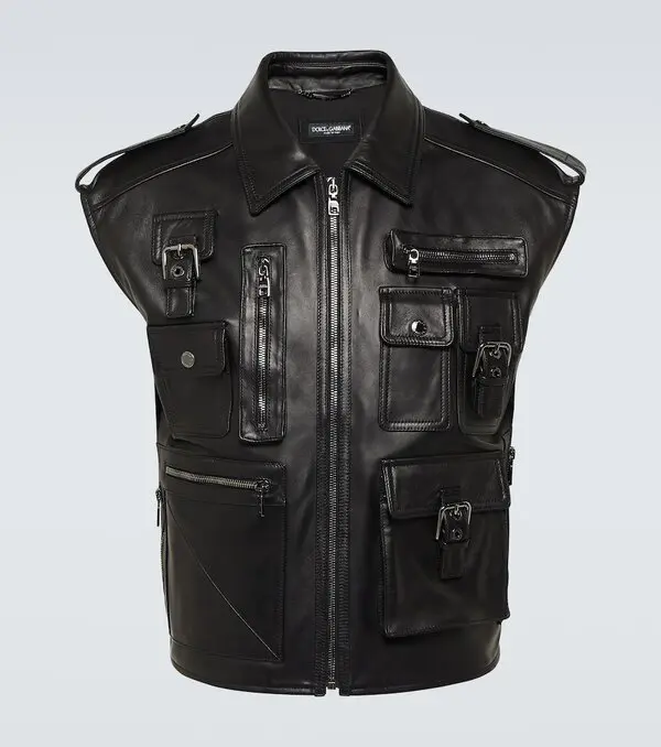 Dolce & Gabbana Leather Biker Jacket - Black