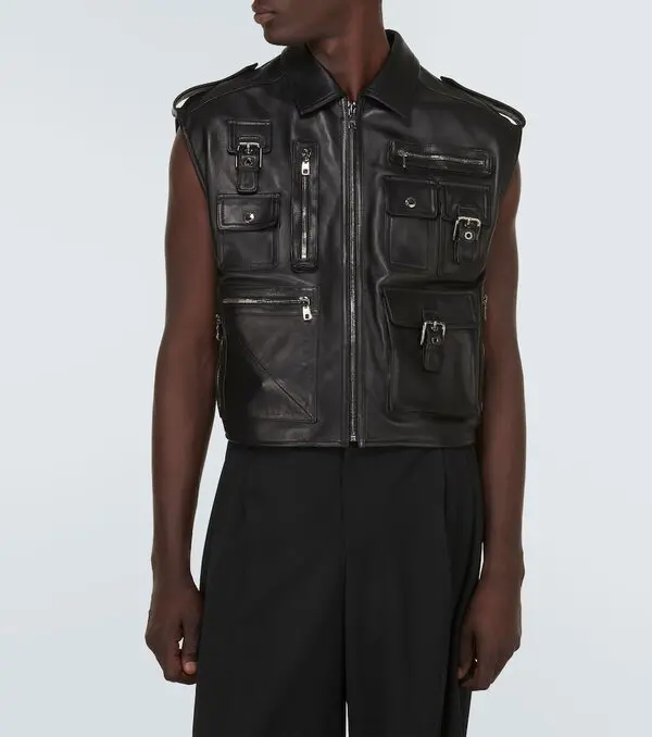 Dolce & Gabbana Leather Sleeveless Jacket