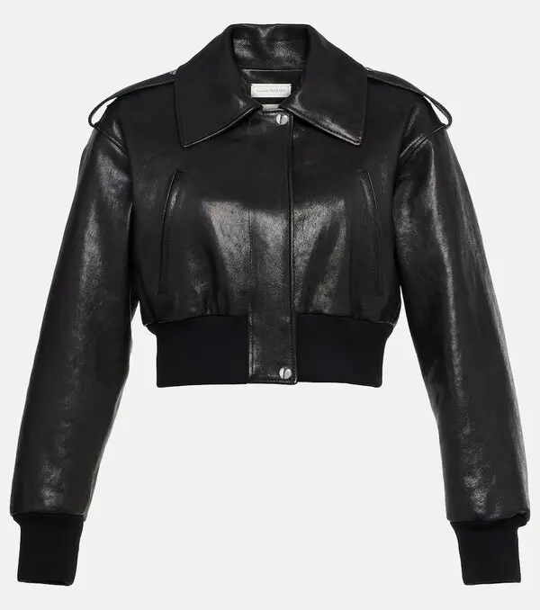 Alexander McQueen Cropped Leather Jacket