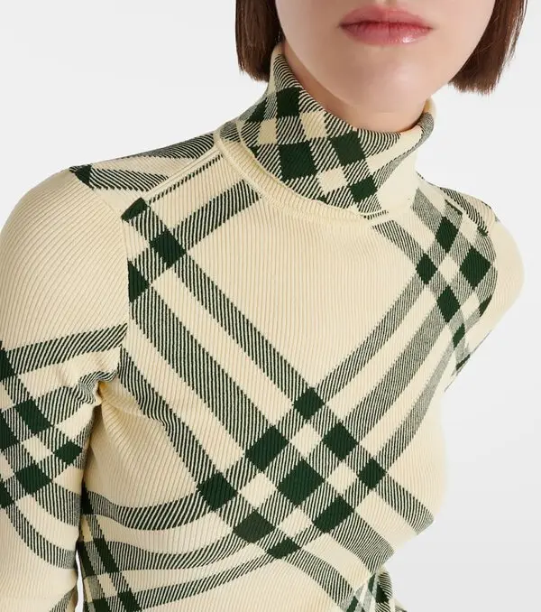 Burberry Check Turtleneck Sweater - White