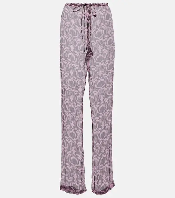 Dries Van Noten Pachas Printed Silk Pants - Pink