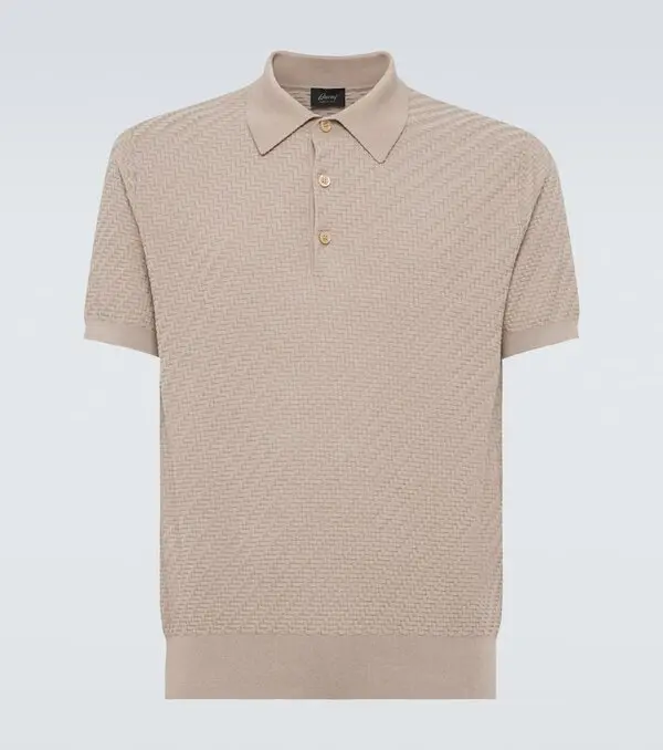Brioni Cotton, Silk And Cashmere Polo Shirt - Beige