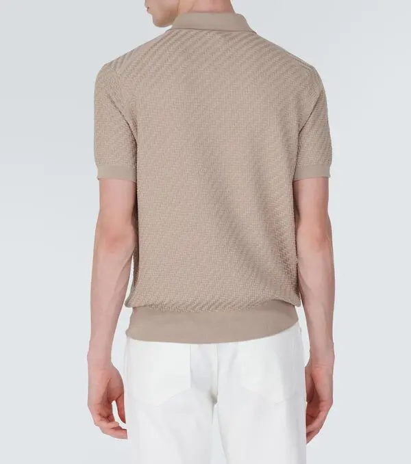 Brioni Cotton, Silk And Cashmere Polo Shirt - Beige