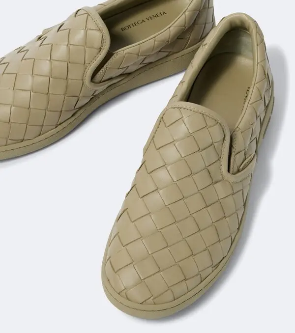 Bottega Veneta Intrecciato Leather Sneakers - Beige