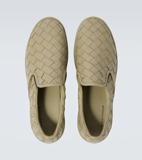 Bottega Veneta Intrecciato Leather Sneakers - Beige